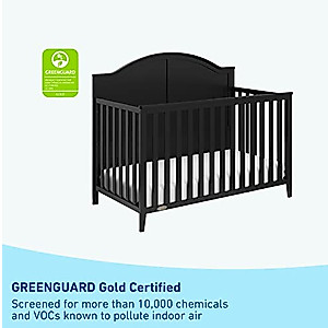 Graco Wilfred 5-in-1 Convertible Crib (Black) – GREENGUARD Gold Certified, Converts to Toddler Bed and Full-Size Bed, Fits Standard Full-Size Crib Mattress, Adjustable Mattress Support Base