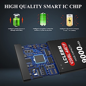 9000mAh LG V20 Extended Battery, Li-ion Polymer Replacement Battery for LG V20, LG V20 Extended Battery BL-44E1F with Black TPU Case for LG H910 H918 V995 LS997