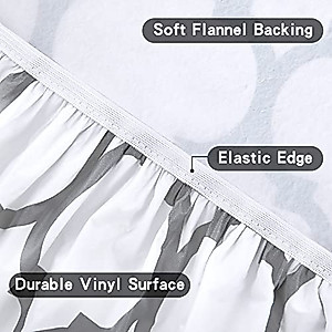 smiry Round Tablecloth, Waterproof Elastic Fitted Table Covers for 36" - 44" Tables, Wipeable Flannel Backed Vinyl Tablecloths for Picnic, Camping, Dining, Indoor and Outdoor, White Morocco