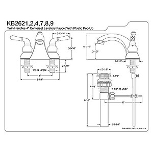 Kingston Brass KB2624 Naples 4-Inch Centerset Lavatory Faucet, Polished Chrome and Polished Brass