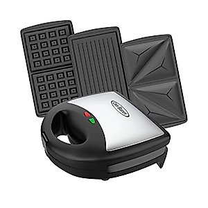 Panini Press, Grill, Waffle Maker- 3-in-1 Electric Cooking Appliance for Quick Meals, Burgers, Gourmet Sandwich with Nonstick Plates by Chef Buddy