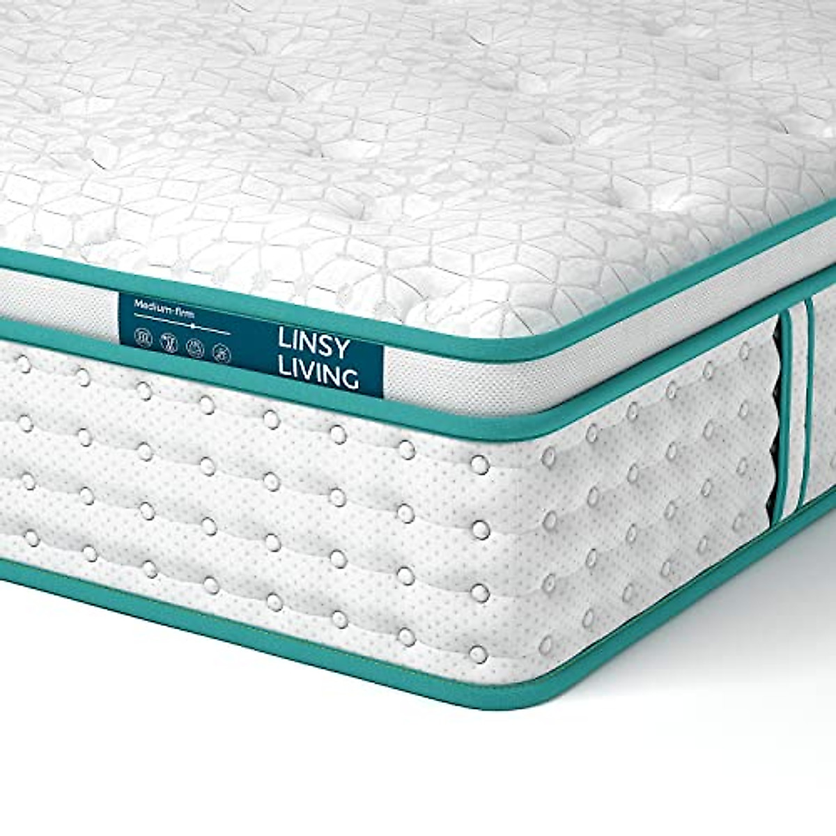 LINSY LIVING 12 Inches King Size Mattress, Hybrid Mattress King with Gel Infused Memory Foam and Innersprings, Motion Isolation, Pressure Relief, Mattress in A Box, Made in USA