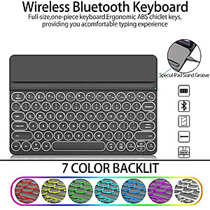 New iPad Pro 12.9 2022 6th Gen/5th Gen 2021/2020 4th Gen/2018 3rd Gen Keyboard Case -7 Colors Backlit Detachable Keyboard Slim Folio Smart Cover for iPad Pro 12.9"[Support Apple Pencil Charging]-Black