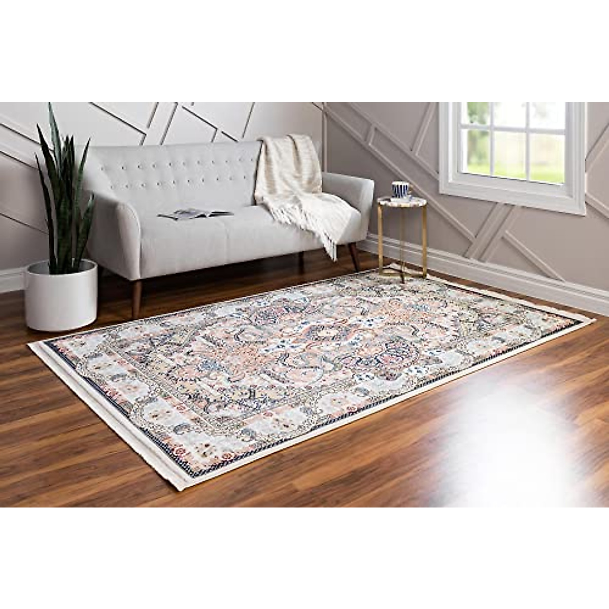 Unique Loom Narenj Collection Classic Traditional Medallion Textured Design Area Rug, 8 x 10 ft, Ivory/Tan
