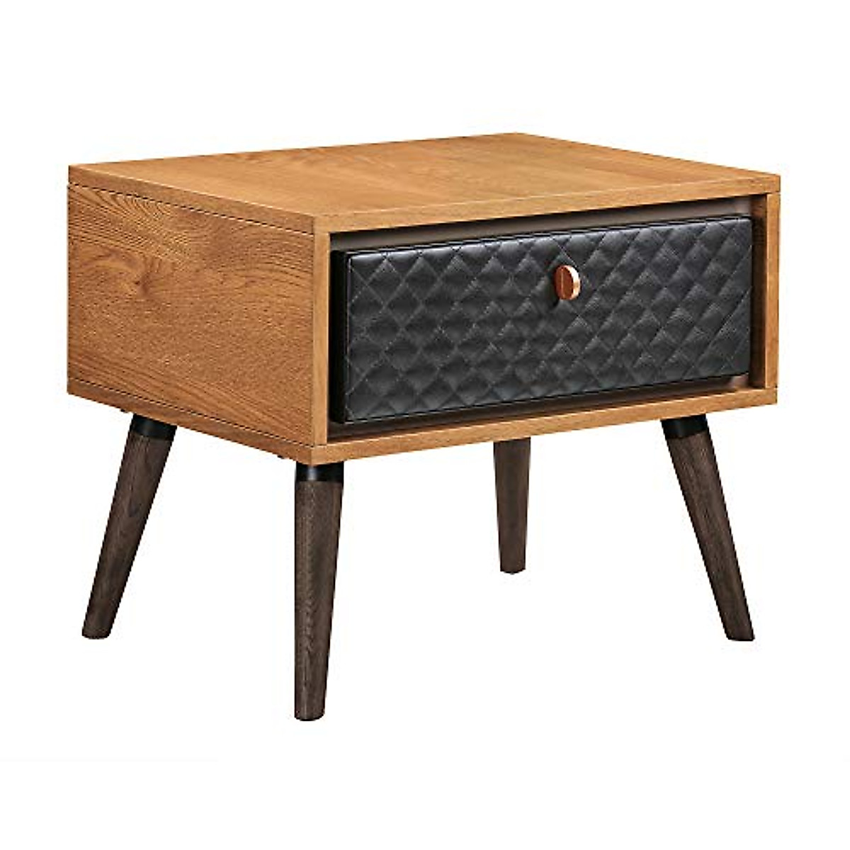 Armen Living Coco Single Drawer with Nightstand, Black/Balsamico