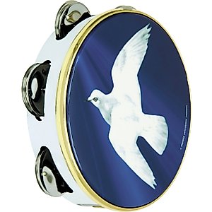 REMO Tambourine, 6" Diameter, 6 Pairs Jingles x 1 Row, Religious Dove' Graphic