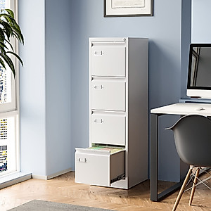 Anxxsu 4 Drawer File Cabinet, Filing Cabinets for Home Office, Metal Vertical File Storage Cabinet with Lock, Locking File Cabinet for A4 Legal/Letter, 15" W x 17.7" D x 50.1" H, Assembly Required