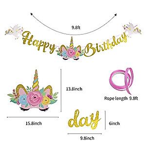 Unicorn Happy Birthday Banner Unicorn Party Supplies Decorations for Birthday Party Cute Fantasy Fairy Girls Party Home Decor