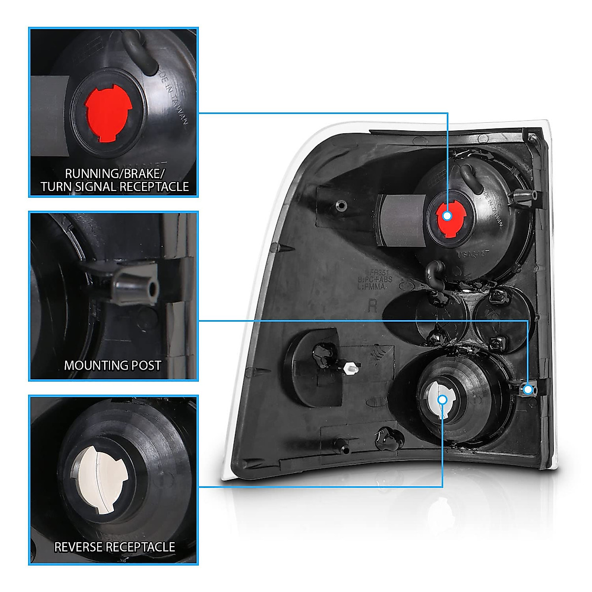 AmeriLite Black Replacement Brake Tail Lights Set For 02-05 Ford Explorer - Passenger and Driver Side