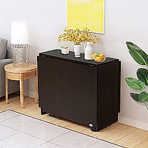 DINAZA Folding Dining Table Drop Leaf Table for Small Spaces with 2 Tier Storage Racks Multifunction Space Saving Table Extension Dinner Table for Kitchen Bedroom