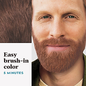 Just For Men Mustache & Beard, Beard Dye for Men with Brush Included for Easy Application, With Biotin Aloe and Coconut Oil for Healthy Facial Hair - Light Red Brown, M-27, Pack of 1