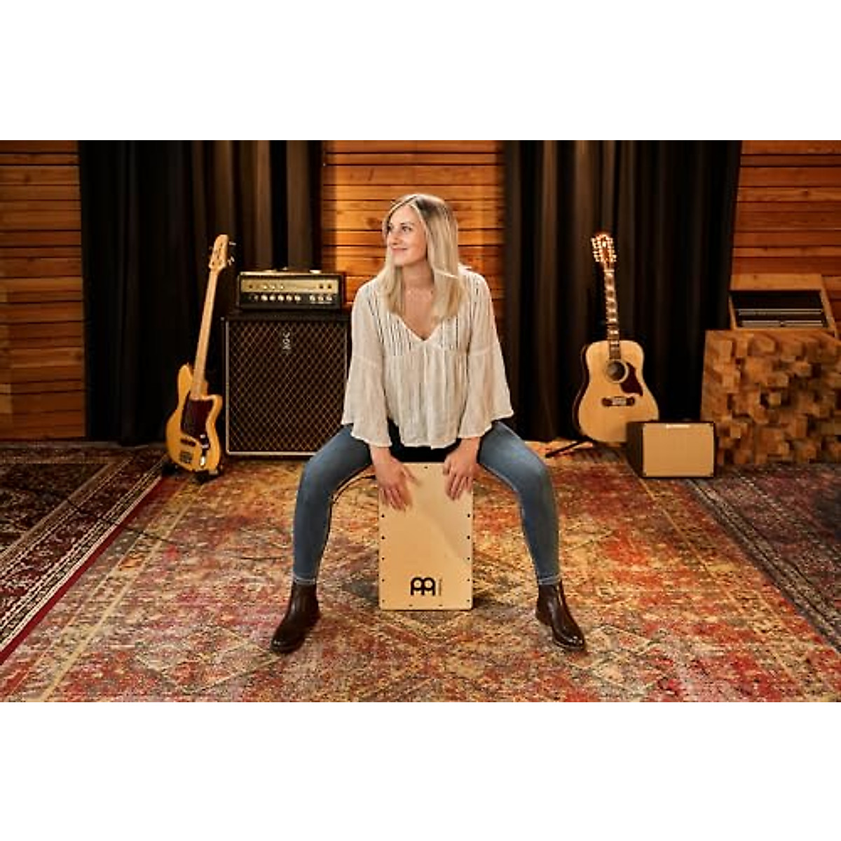 Meinl Pickup Cajon Box Drum with Internal Snares - MADE IN EUROPE - Baltic Birch Wood, Snarecraft Series, 2-YEAR WARRANTY (PSC100B)