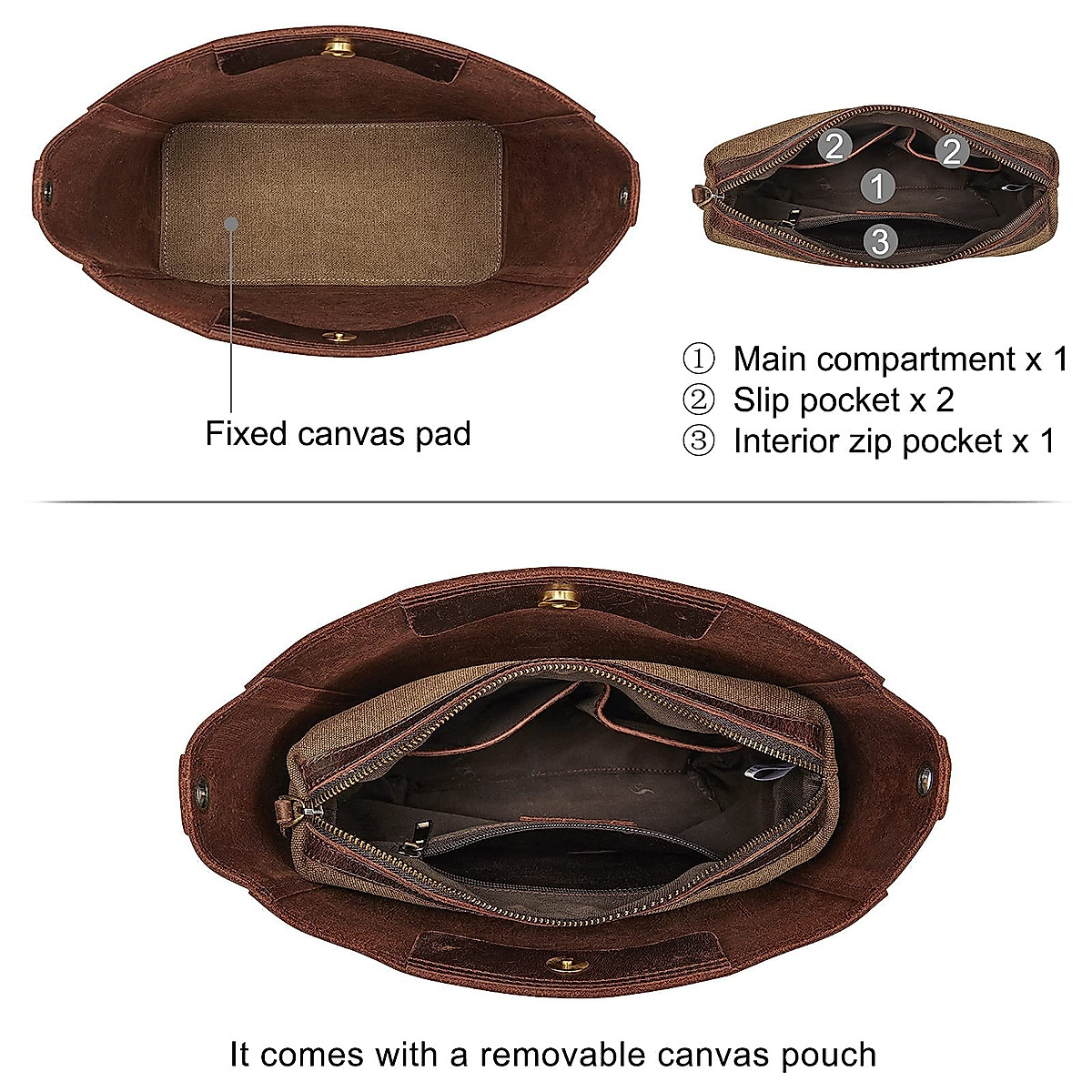 S-ZONE Women Genuine Leather Backpack Purse Bundle with Retro Bucket Tote Vintage Hobo Handbag Distressed Shoulder Bag