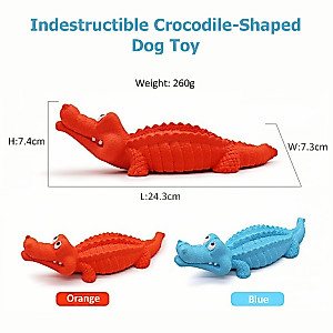 Generic Squeaky Dog Chew Toy for Aggressive Chewers, Indestructible Crocodile-Shaped Dog Toy, Robust and Interactive Dog Chew Toy for Large Medium Breeds (Blue)