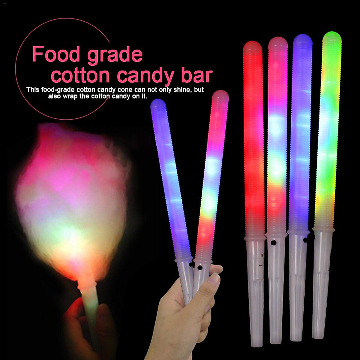 N/Q LED Cotton Candy Cones Reusable Cotton Candy Sticks for use in Any Cotton Candy Maker and with Any Type of Cotton Candy Sugar(1 PCS)