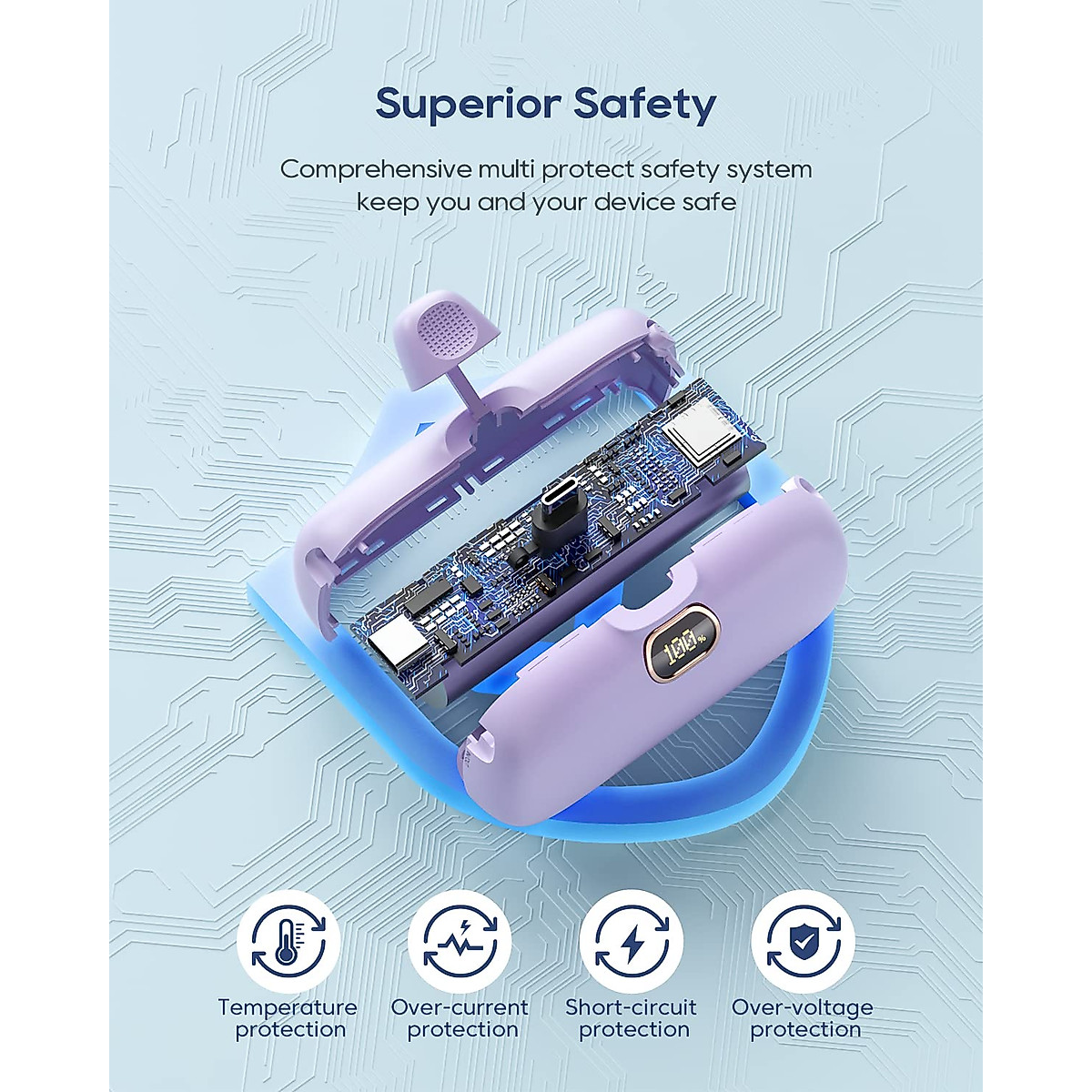 Kuulaa Small Portable Charger 5000mAh with Built-in USB C Cable & 26800mAh High Capacity Power Bank Dual-Output Battery Pack