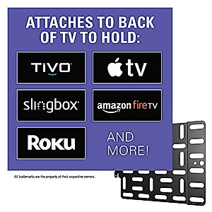 Sanus SASP1-B1 Streaming Media Player Mounting Bracket Hides Most Small Devices Up to 3 lbs. Behind Your TV - Apple TV Roku Fire TV etc. - SASP1-B1 Black