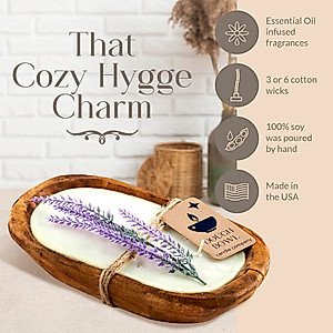 Dough Bowl Candle Company Pumpkin Spice Soy Candle - 3 Wick Candle Essential Oil Wax Melts, Rustic Farmhouse Decor Odor Eliminator, 20 Ounce All-Natural Soy Candles Gifts for Women and Men