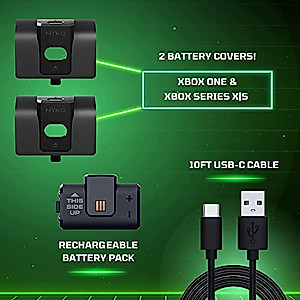 Nyko Power Kit for Xbox Series X, Xbox One and Xbox One Elite Controllers - Power Accessories: Rechargeable Battery Pack, 10 ft USB- C Cable and Replacement Battery Pack for Xbox 1 & Xbox Series X/S