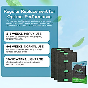 Breathe Naturally Replacement Carbon Pre-Filters Compatible with Hunter 30901, HEPAtech and QuietFlo Air Purifier - Activated Charcoal Filter Sheet - 16" x 30"x 0.2" (Pack of 2, Carbon Prefilters)