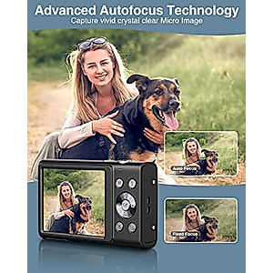 Aitatty Digital Camera, Photo Camera 44MP 2.7K Vlogging Camera with 32GB Card, Auto Focus 2.4 Point and Shoot Camera with16X Digital Zoom, Compact Mini Camera for Teens Students Boys Girls Seniors