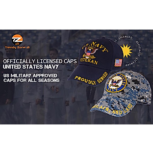 Trendy Zone 21 US Navy Veteran Hat for Men and Women, Officially Licensed Product | United States Navy (USN) | Ideal for Gifting | Navy Blue