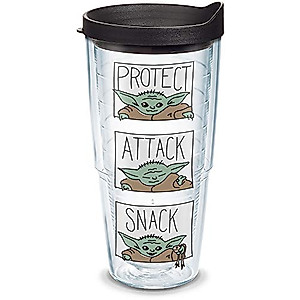 Tervis Star Wars - The Mandalorian Protect Attack Snack Made in USA Double Walled Insulated Tumbler Travel Cup Keeps Drinks Cold & Hot, 24oz, Classic
