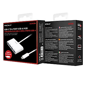 Macally Uchub4 USB-C Hub 10 CM Cable White with 4 USB-A Ports