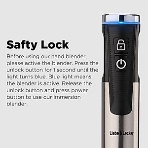 Liebe&Lecker Cordless Hand Blender, Immersion Blender Handheld USB Rechargeable 8 Variable Speeds with Whisk, Milk Frother Attachments, Portable Stick Blender for Milkshakes, Smoothies & Soups.