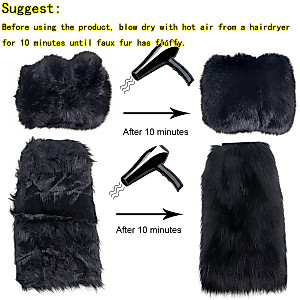Faux Fur Cuffs Furry Leg Warmers and Wrist Cuff Warmer Boot Cuff,2 Pairs Set For Women Party Costumes