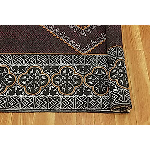 Casavani Hand Block Printed Cotton Carpet Geometric Brown Area Dhurrie Best Uses For Home/Office 5x8 Feet Rugs for Bedroom,Living Room,Kids Room,Hallway Enterway,Kitchen 8x11 Feet