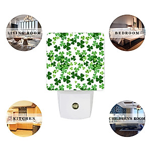Night Lights Energy-Saving Lamps for Bedroom,St. Patrick's Day Lucky Shamrocks,Plug in Nightlights with Auto Dusk to Dawn Sensor