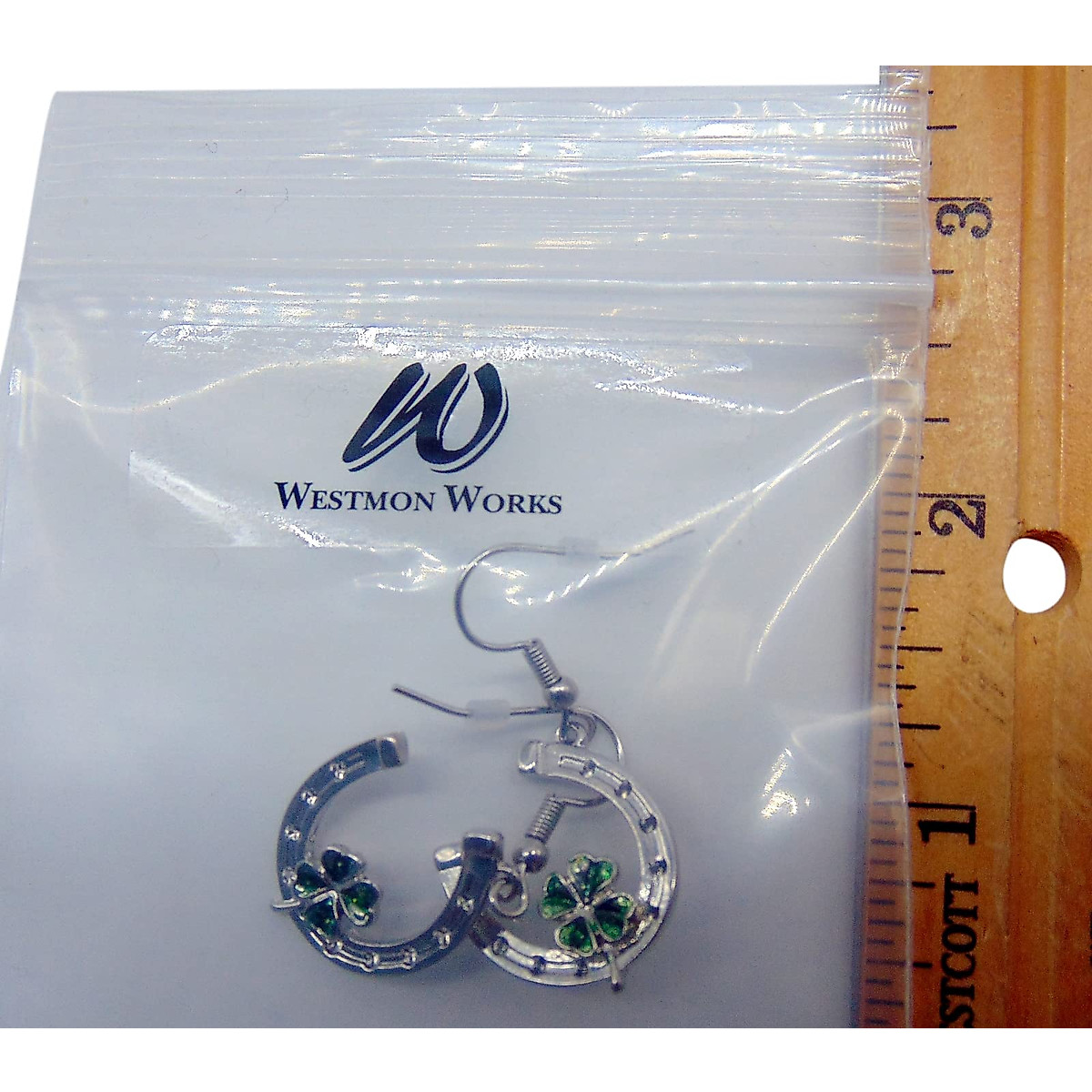 Shamrock Earrings Enamel Clover and Horseshoe Metal Irish Stud Ear Rings St Patrick's Day Fashion Accessory