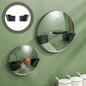 Hemoton 5 Pairs Wall Mount Pot Lid Organizers, Adjustable Pot Lid Holder Cabinet Door Organizer Pot Hangers Racks, Plastic Pan Storage Racks Holders for Kitchen, Saving Space& Free Size