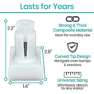 Vive Walker Ski Glides - Universal Fit, Heavy Duty Tennis Ball Slide Accessories for Seniors - Medical Walker Slider - Rubber Coaster Sock Covers - Durable Replacement Caps - Easy to Install