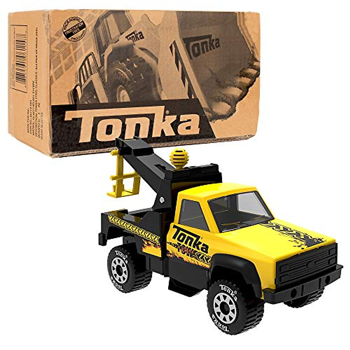 Tonka Steel Classics, Tow Truck – Made with Steel and Sturdy Plastic, Yellow Friction Powered, Boys and Girls, Toddlers Ages 3+, Big Construction Vehicle, Birthday Gift, Christmas, Holiday
