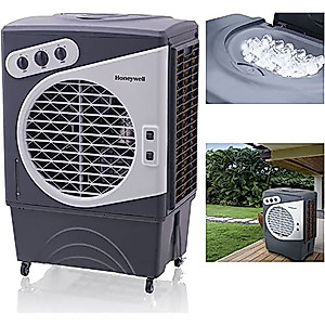 Honeywell CO60PM 2471 CFM Indoor/Outdoor Evaporative Air Cooler (Swamp Cooler) with Mechanical Controls in Gray/White