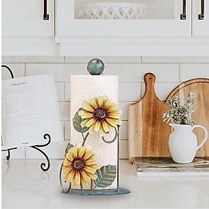 Sunflower Paper Towel Holder-Kitchen Decor and Accessories- Decorations Indoor Dish Set Holder- Rustic House Decor Farmhouse-Sunflower Decor Stand for Countertops