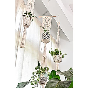WXS-CHALL 5 Pack Macrame Plant Hangers Hanging Planter, Cotton Rope Hanging Plant Holders Decorative Flower Pots Indoor Outdoor Boho Home Decor (5 Size and 10 Hooks)