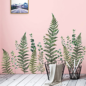 Amaonm Removable Fresh Plants Vine Leaf Wall Sticker DIY Peel and Stick Green Leaves Wall Decals Home Decor for Kids Girls Boys Babys Bedroom Living Room Nursery Classroom Playroom Wall Corner Bathroom Background Decoration