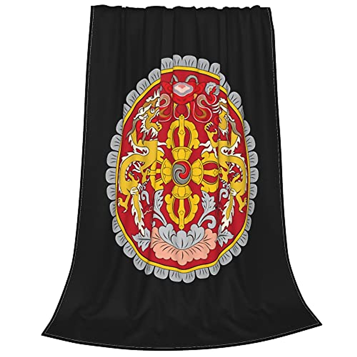 Emblem of Bhutan Blanket Throw Bedding Room Decor Flannel Blankets for Bed Sofa 80"x60"