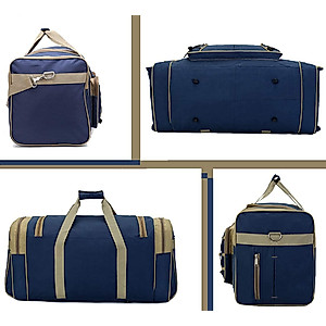 Travel Duffle Bags for Men Weekender Over Night Carry On Bag Lightweight Extra Large Oxford Duffel Gym Sturdy Luggage Water-proof for Men & Women 26" (Blue Gold)