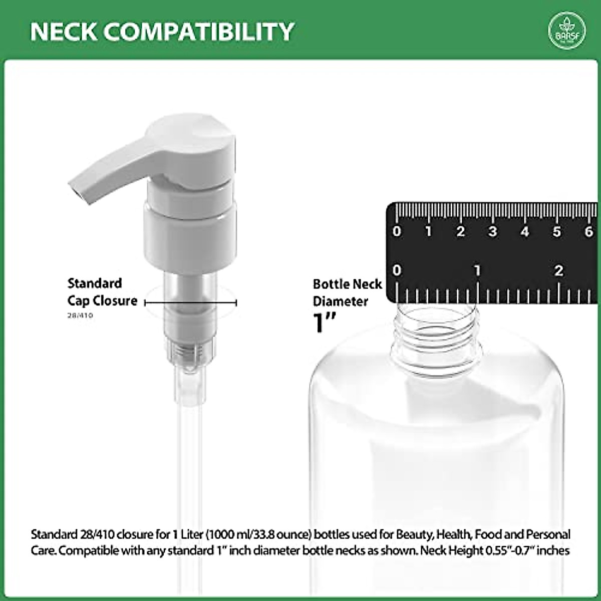 Universal Shampoo/Conditioner Pump for Bottle, 1 L/33.8 oz., Piece 2 White