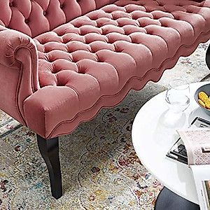 Modway Viola Tufted Velvet Modern Chesterfield Style Settee Loveseat In Dusty Rose