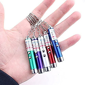 WNZQK 6 PCS Cat Toys Laser Pointer Mini Keychain Laser Pointer LED Flashlight Dog Laser Toy Pet Remote Control Laser (6 Pcs Pack A)