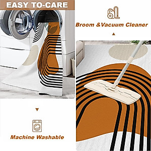 JELAIXO Mid-Century Modern Geometric Bedroom Rug, Abstract Lines Living Room Rug, Printed Fade Resistant Ultra Soft Foldable Washable Rug for Teen Kids Family Dining Room 6ftx8ft