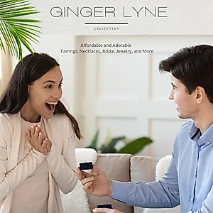 Kindall Wedding Ring Set for Women by Ginger Lyne | Stainless Steel Gold Solitaire Engagement Ring Matching Wedding Band 6mm Wide | Promise Ring for Her