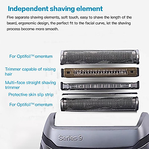 2023 Original Craftwork Series 9 92S 94M Replacement Shaver Head for Br-aun Series 9 Electric Shaver Foil & Cutter 9030s 9040s 9050cc 9240s 9242s 9280cc Silver