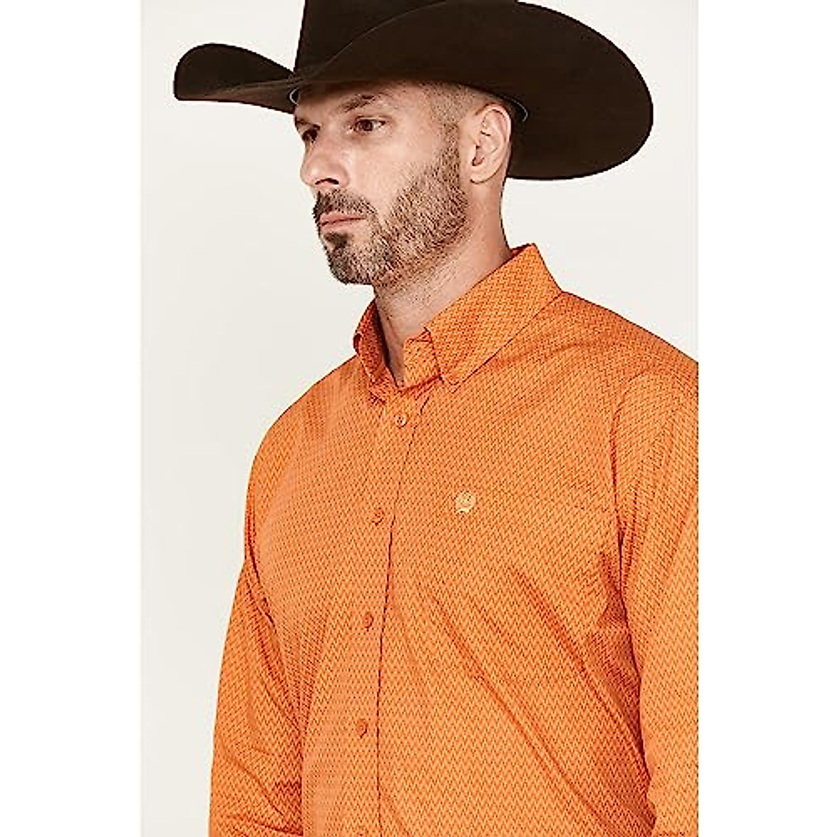 Cinch Western Shirt Mens L/S Zig-Zag Print Button XL Orange MTW1105475