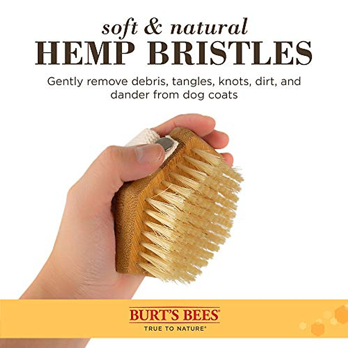 Burt's Bees for Dogs Palm Brush with Hemp Bristles | Best Ergonomic Dog Brush To Groom Large Dogs | Easy to Hold Dog Brush Handle Reduces Stress On Your Wrist | Ideal for Daily Grooming